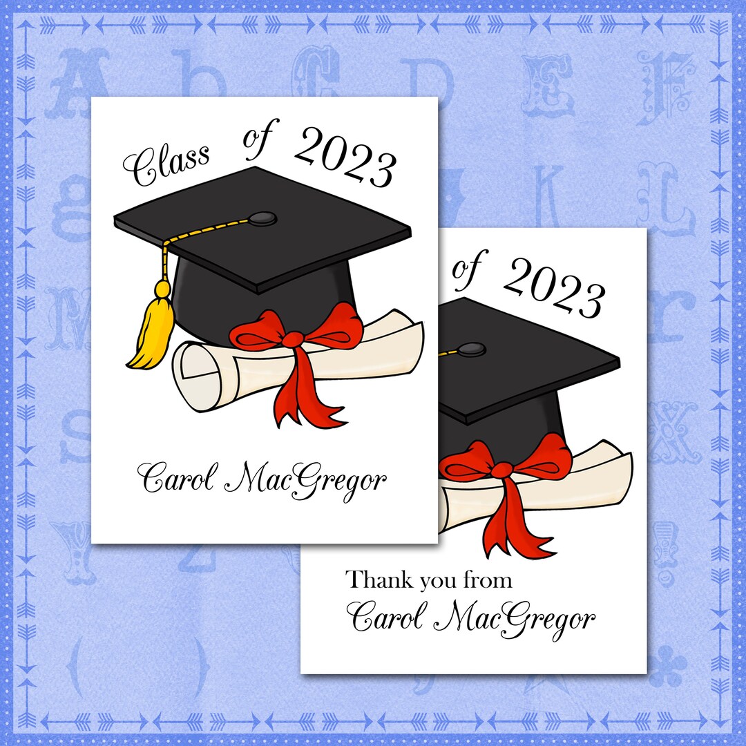 Graduation Thank You Note Cards Personalized With Name Class - Etsy