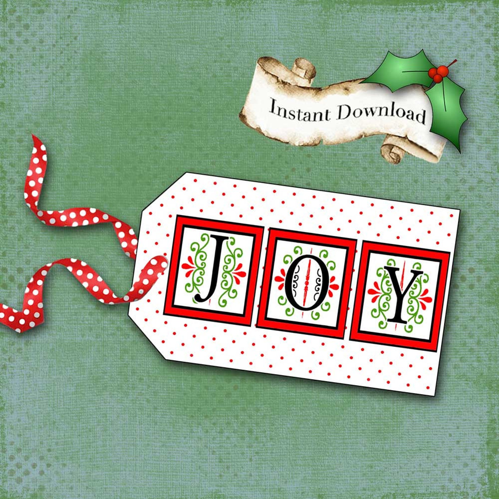Christmas Joy Gift Tag Holiday Gift Tag Hang Tag Polka Dot | Etsy
