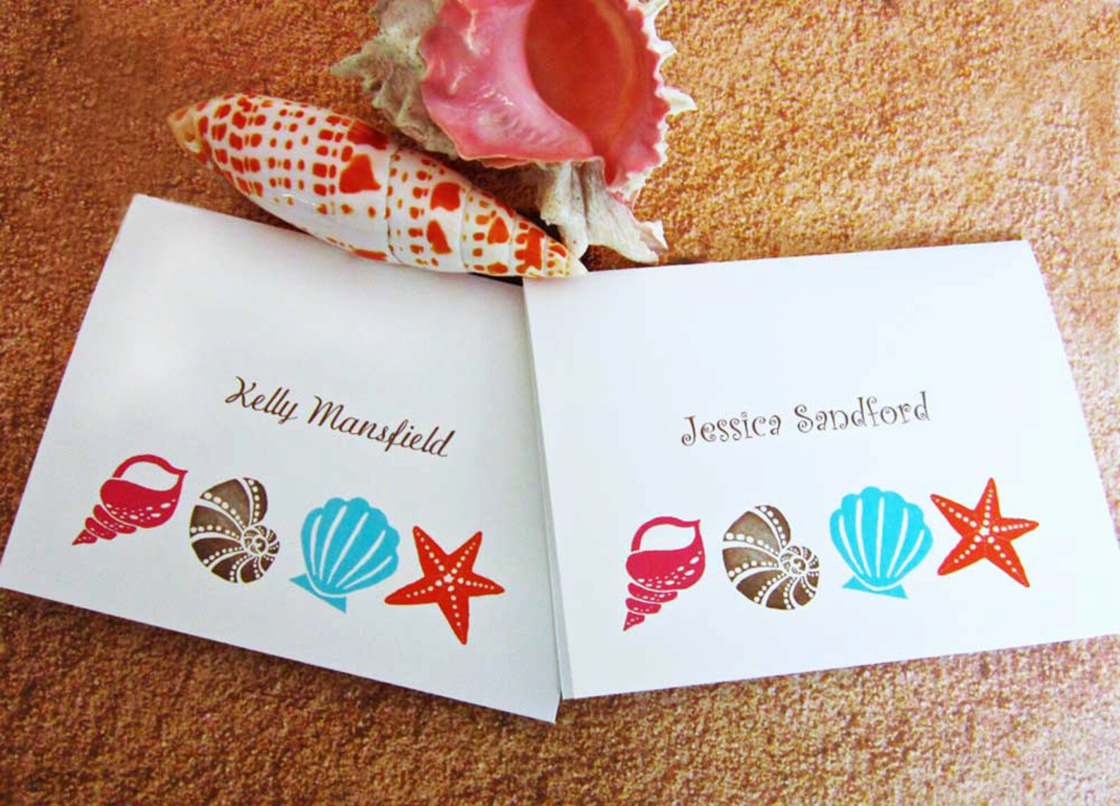 Shell Note Cards Personalized Beach Note Cards - Etsy