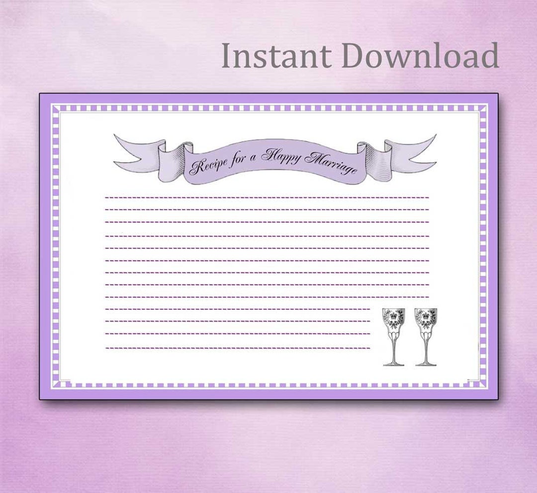 Recipe for a Happy Marriage: Bridal Shower Recipe Card (digital ...