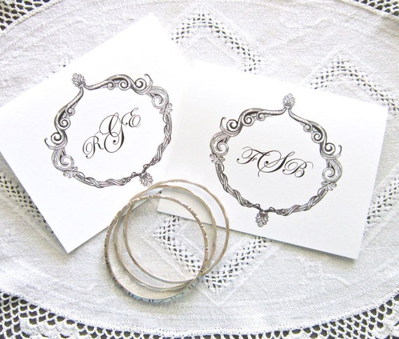 Custom Monogram Note Cards in Ornate Victorian Frame - Etsy