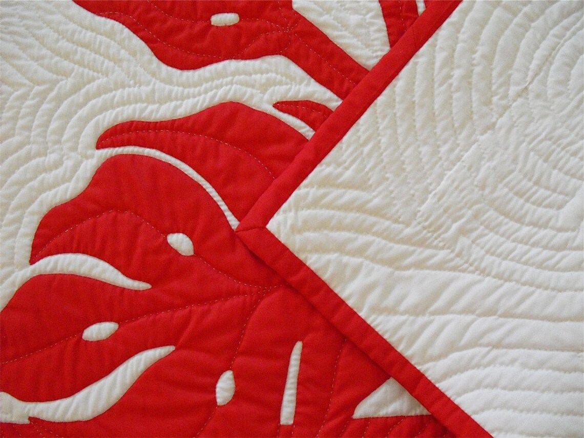 Hawaiian Monstera Quilted Wall Hanging Hand Appliquéd and - Etsy