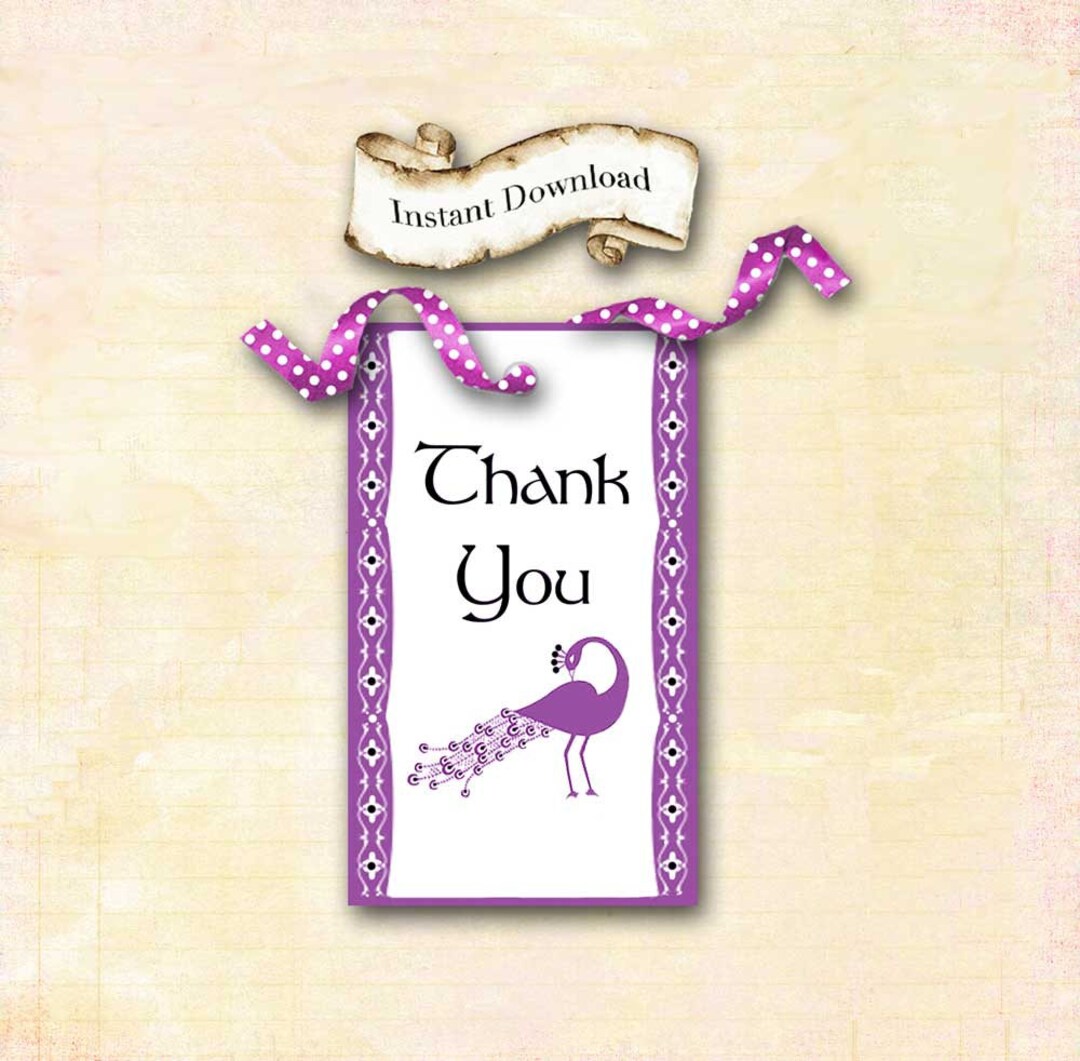Arabian Nights Favor Tag: Peacock Thank You Notes (digital Download) - Etsy