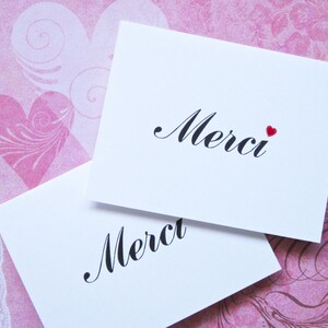 Merci, French Thank You Note Cards With Love or Beret, Thank You in ...