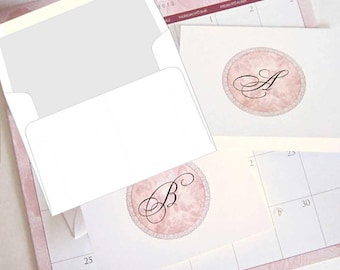 Classic Three Initial Monogram Note Cards Personalized