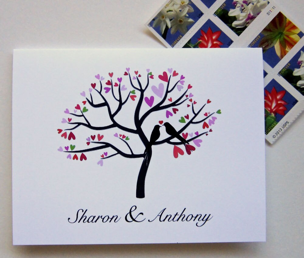 Family Tree Note Cards Made to Order Doves in a Tree - Etsy