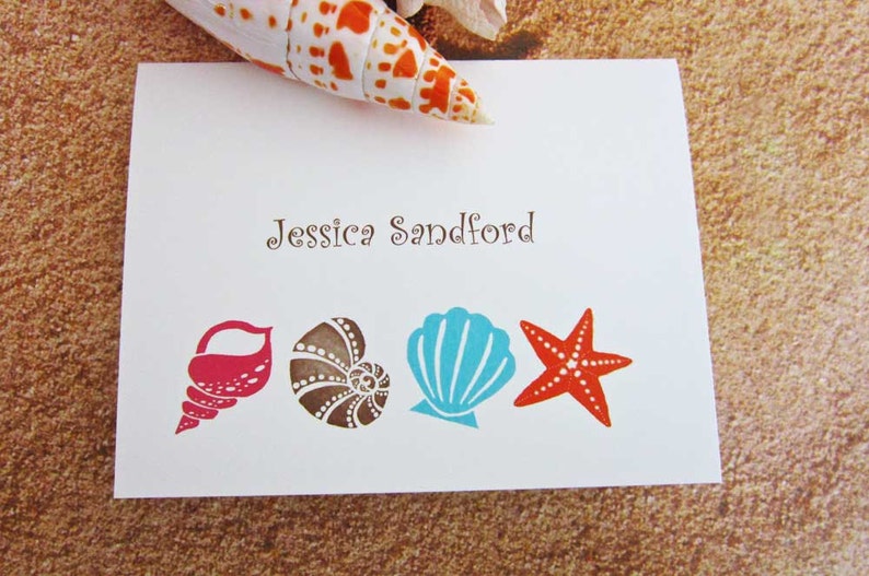 Shell Note Cards Personalized Beach Note Cards - Etsy