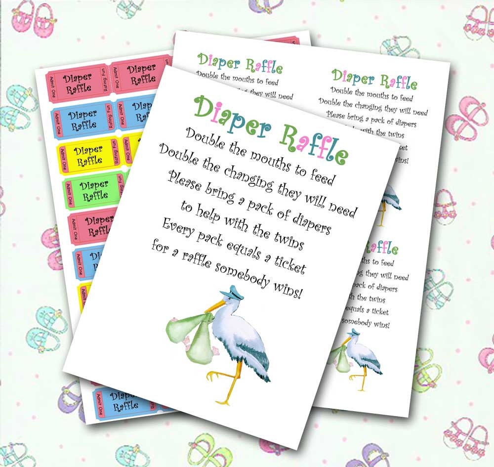 Twin Diaper Raffle Baby Shower Invitation Insert and Raffle - Etsy Canada