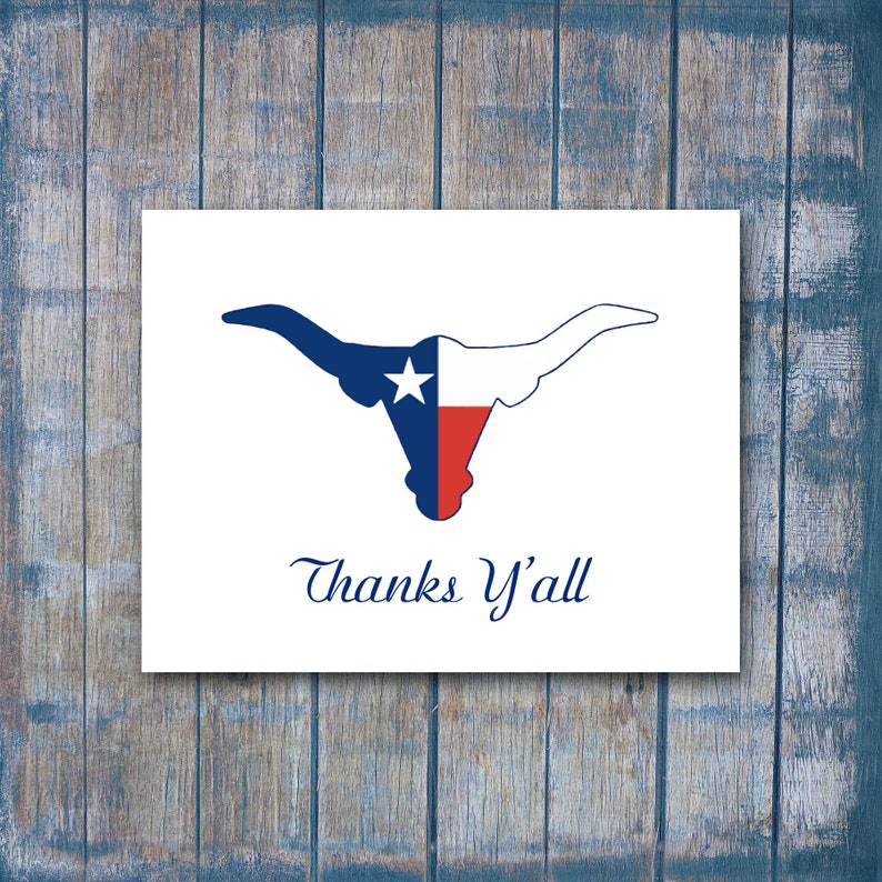 Texas Longhorn Note Cards State Flag Lone Star State Custom - Etsy