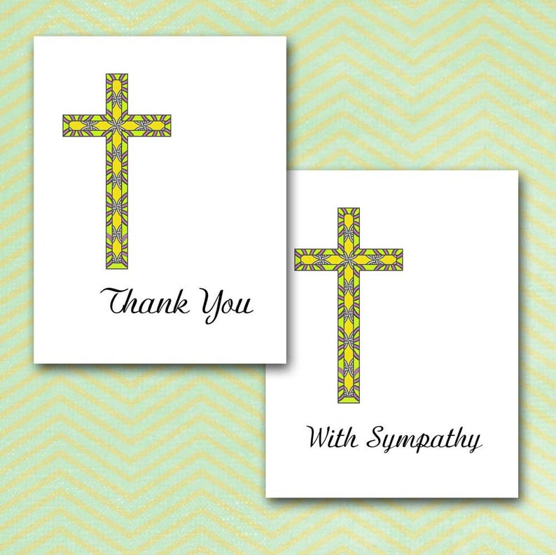 Sympathy Cards Condolence Cards Modern Cross Yellow Pink - Etsy