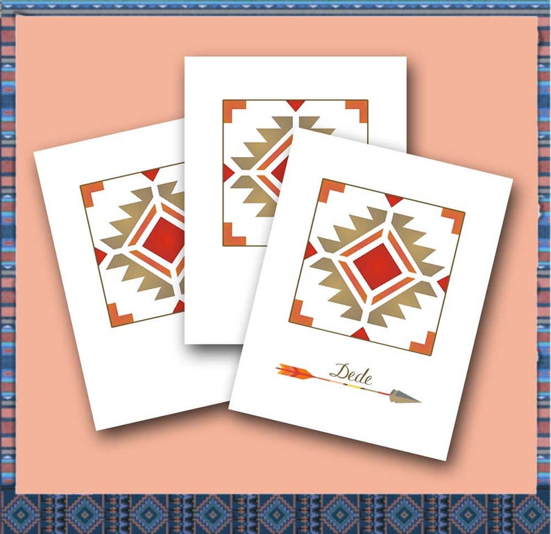 Navajo Note Cards American Indian Southwestern Stationery, Geometric ...