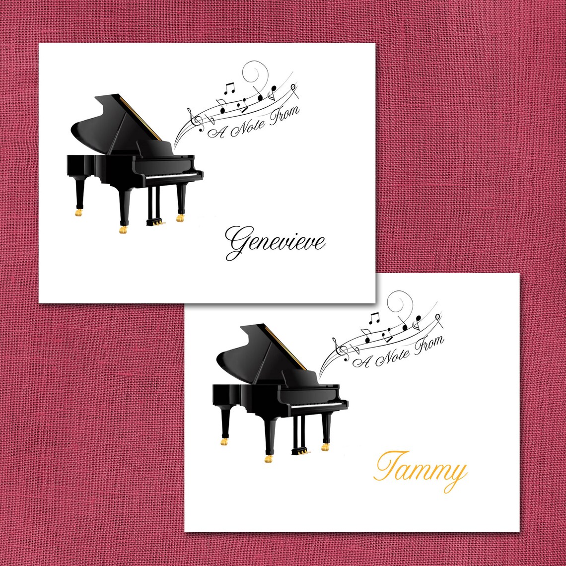 Musical Note Cards Personalized Music Cards Custom Monogram - Etsy