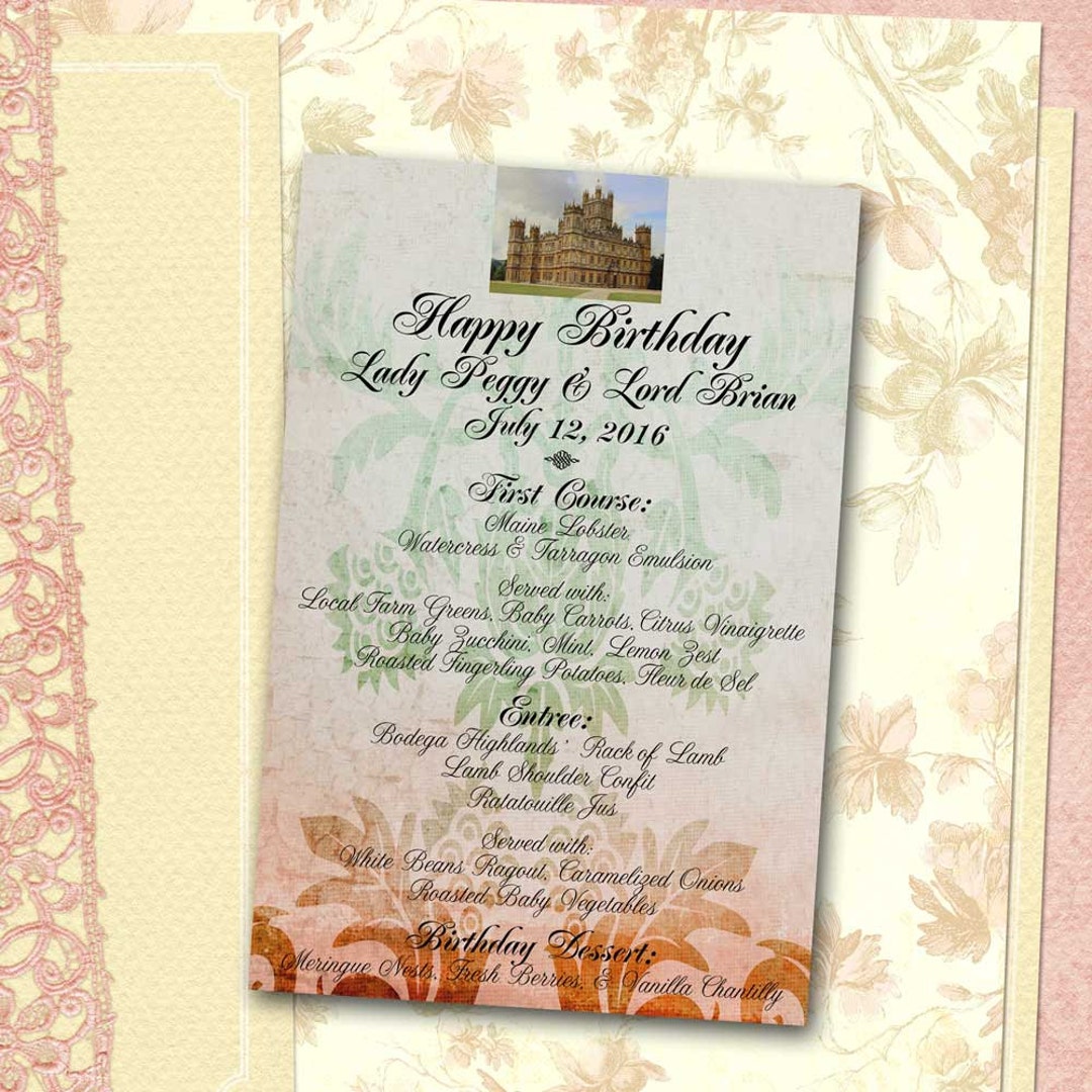 Downton Abbey Menu, DIY Printable, Custom Personalized Menu, Downton ...