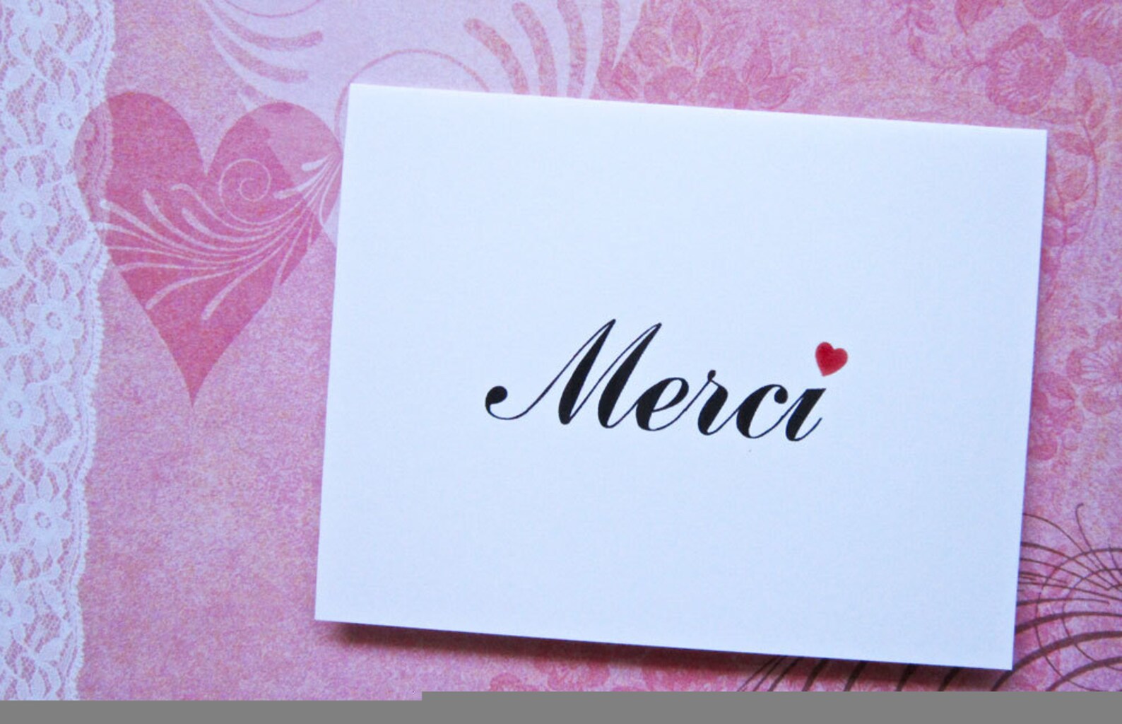 Merci French Thank You Note Cards With Love or Beret Thank - Etsy