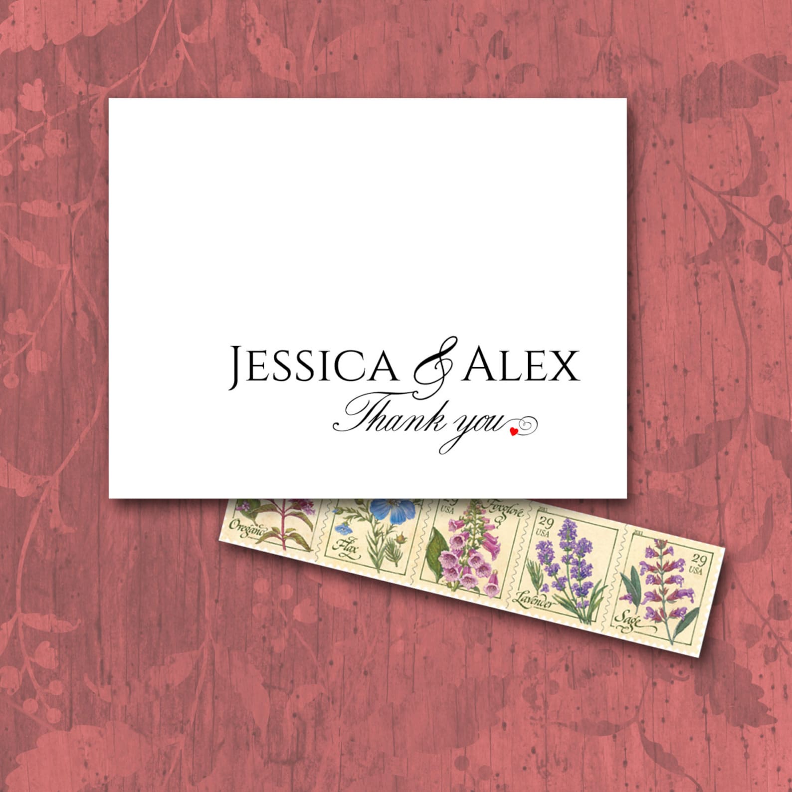 Couple Monogram Thank You Cards Custom Names Personalized - Etsy