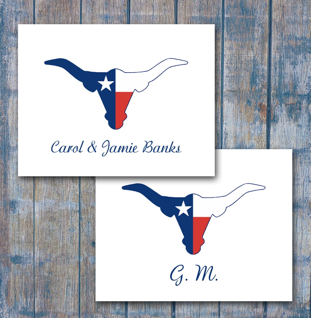 Texas Longhorn Note Cards, State Flag, Lone Star State, Custom Made to ...