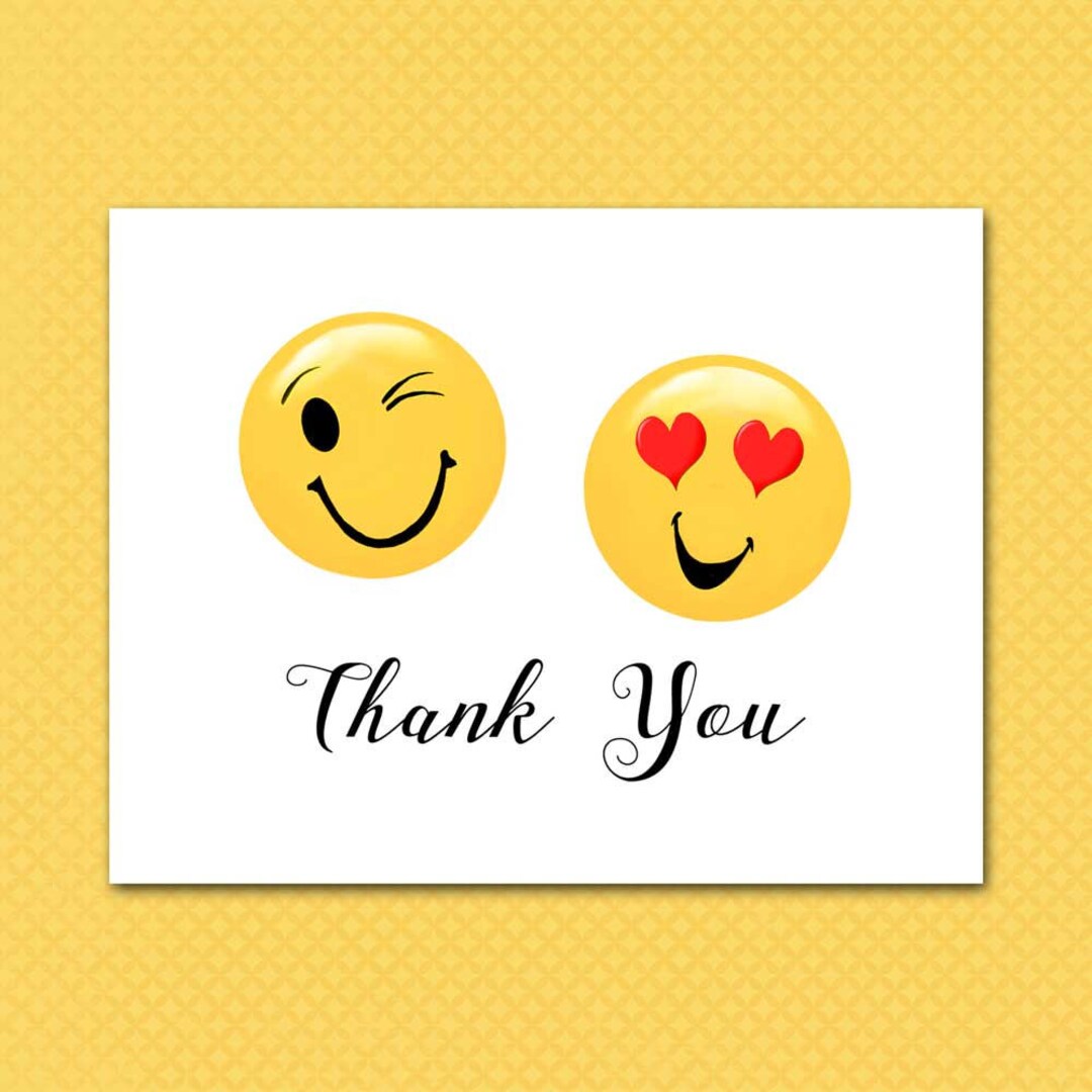 Emoji Thank You Note Cards, Winking Emoji and Emoji With Heart Eyes ...