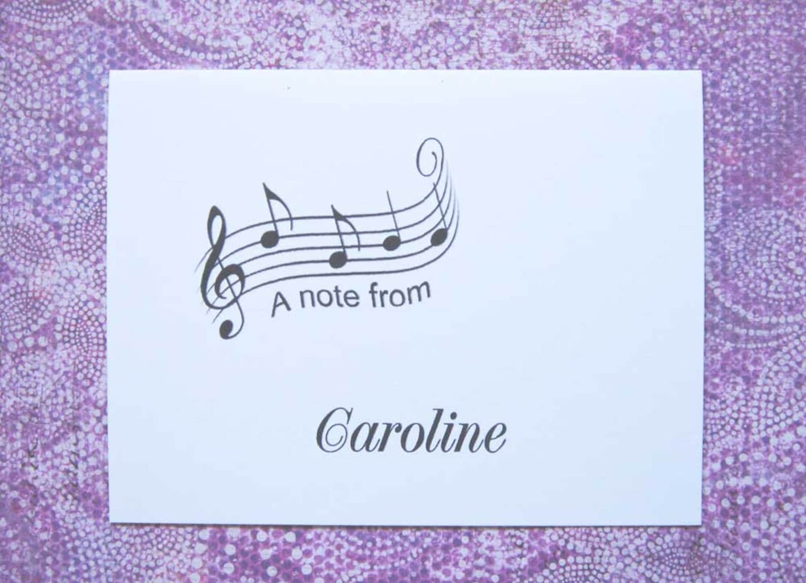 Musical Note Cards Personalized Music Cards Custom Monogram - Etsy