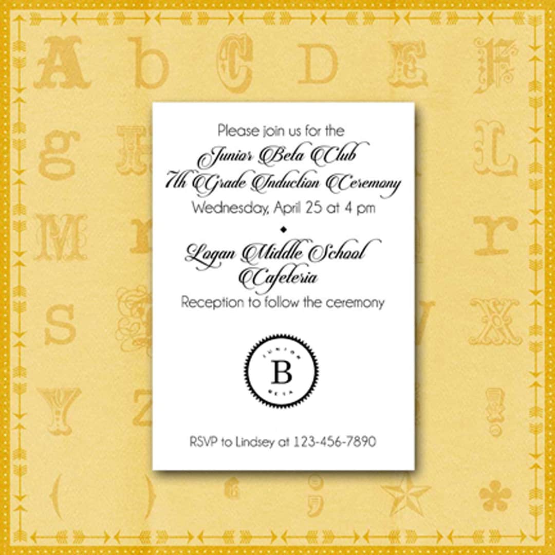 Junior Beta Club Induction Invitation: DIY Printable (PDF) - Etsy