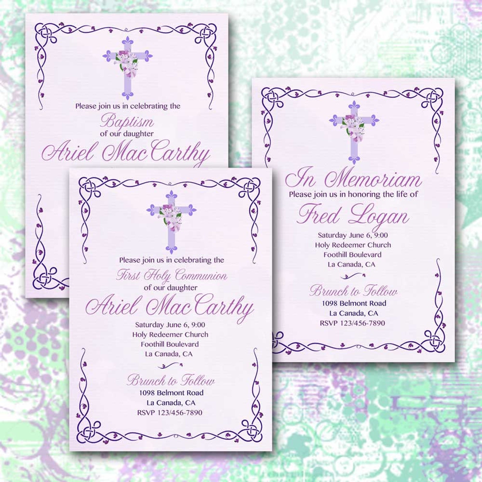 DIY Cross Invitation DIY Party Printable Baptism Holy - Etsy