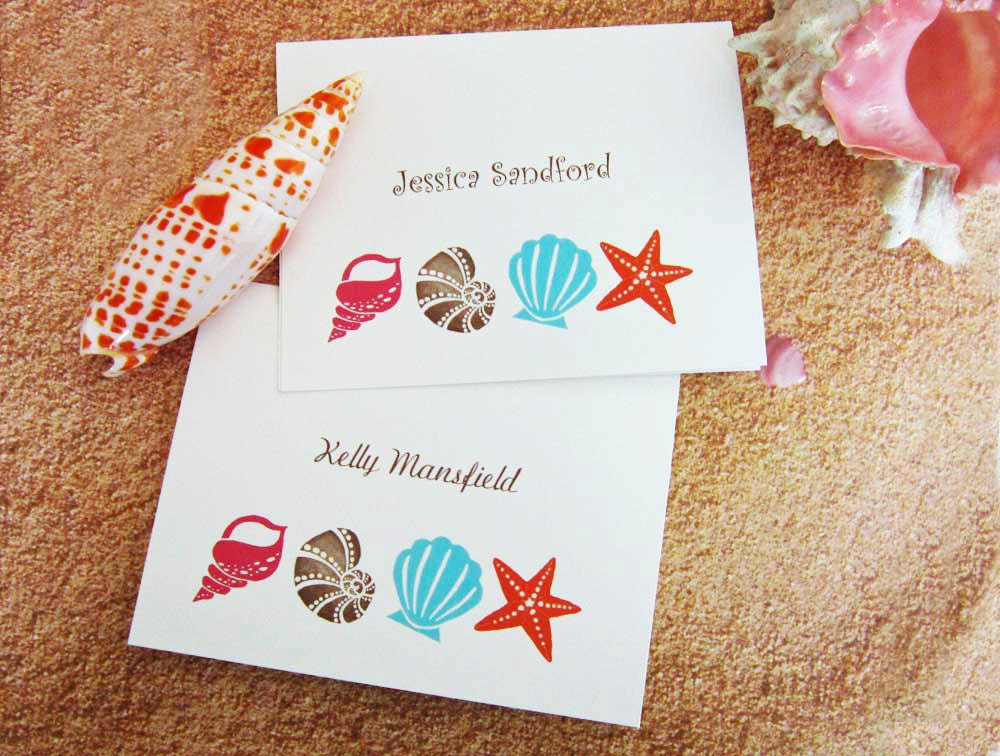Shell Note Cards Personalized Beach Note Cards - Etsy