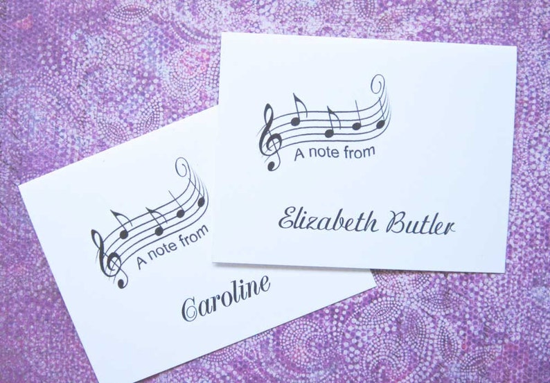 Musical Note Cards Personalized Music Cards Custom Monogram - Etsy