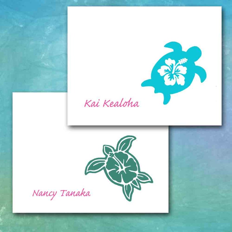 Hawaiian Sea Turtle Note Cards Five Designs Custom - Etsy