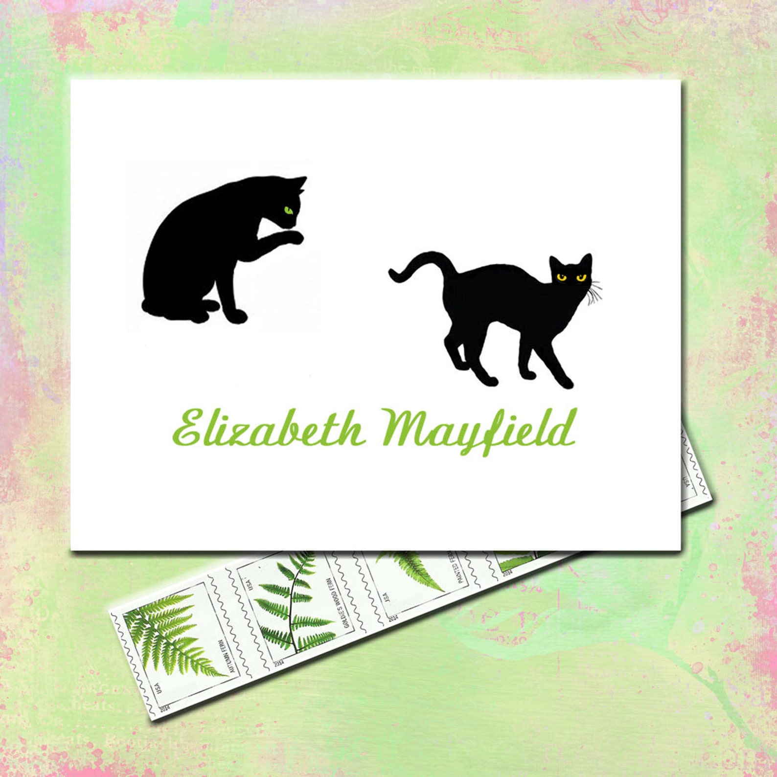 Cat Note Cards Personalized for Cat Lover Feline Note Cards - Etsy