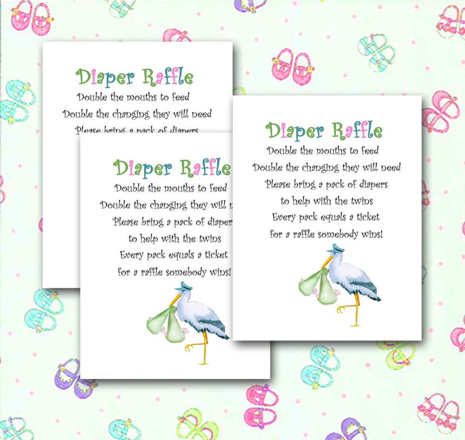 Twin Diaper Raffle Baby Shower Invitation Insert and Raffle - Etsy