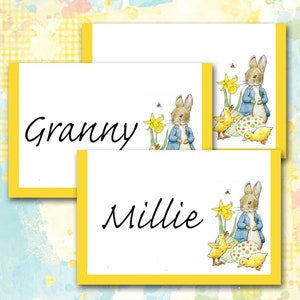 Peter Rabbit Place Cards, Beatrix Potter, Easter Dinner, Colored Eggs ...