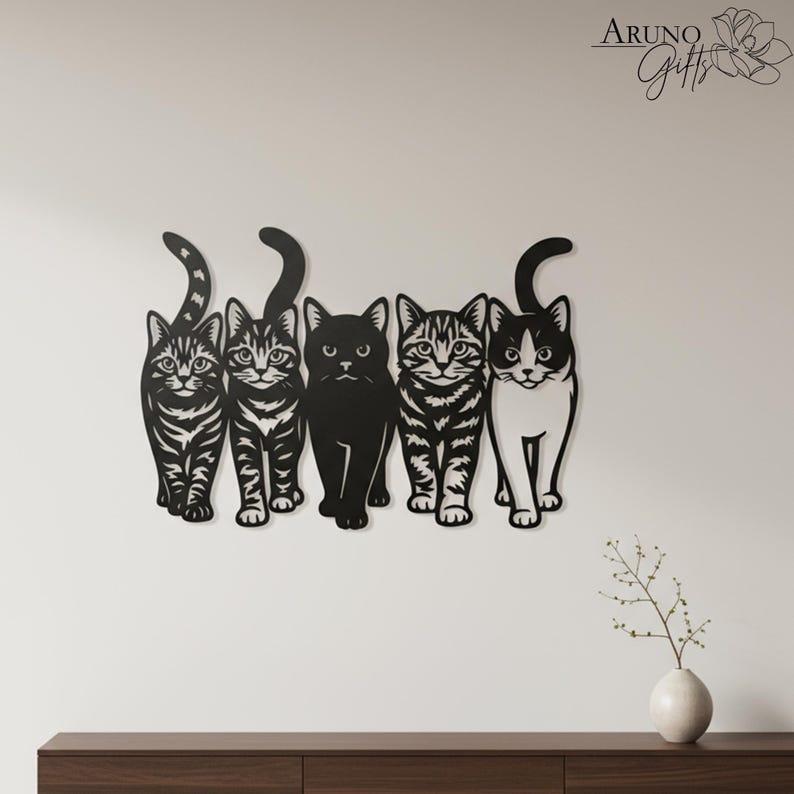 Personalized Cats Metal Wall Art , Rustic Feline Decor, Cats Lover Gift ...