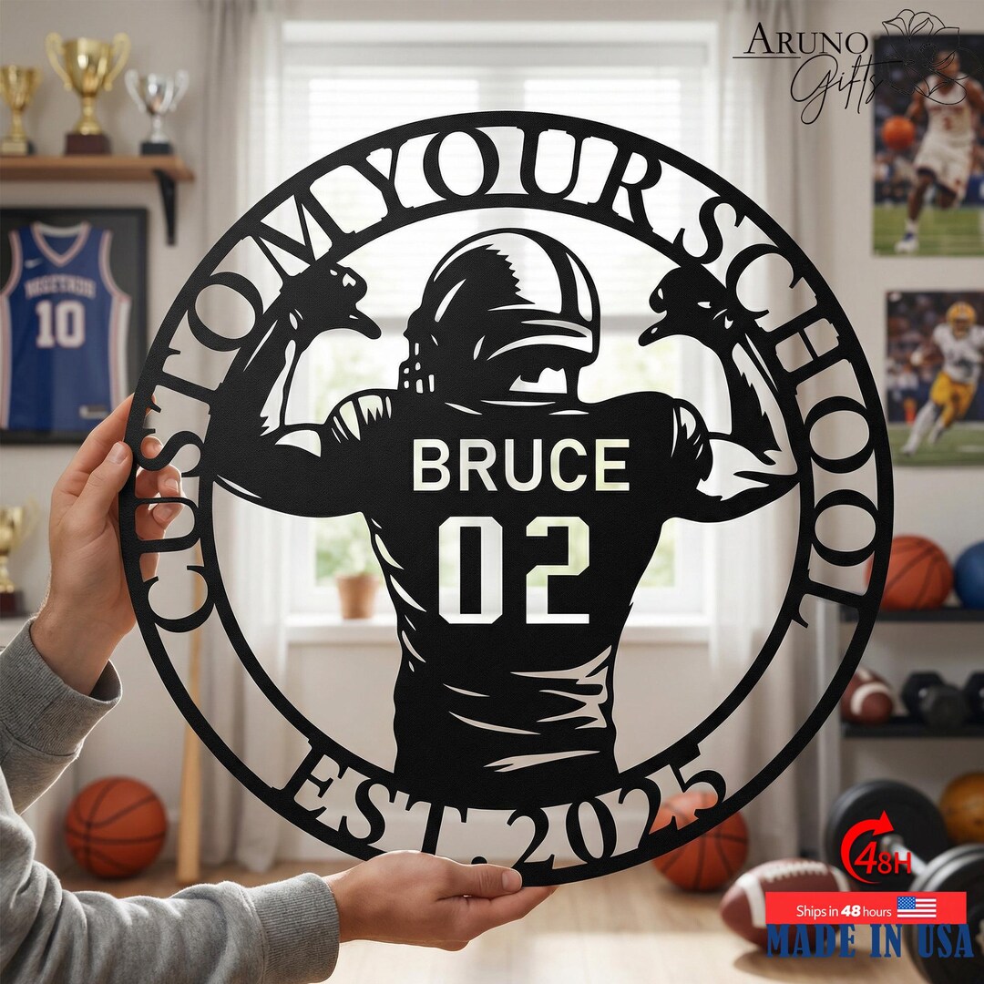 Custom American Football Metal Sign, Football Fan Gift, Football Man ...