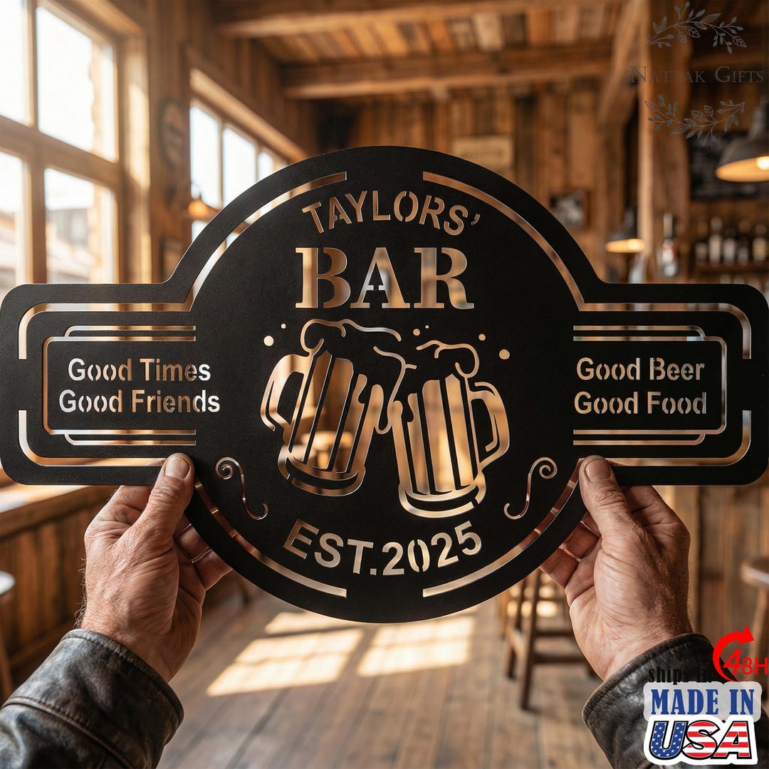 Custom Bar Metal Sign, Beer Mug Home Bar Wall Decor, Household Bar Sign ...