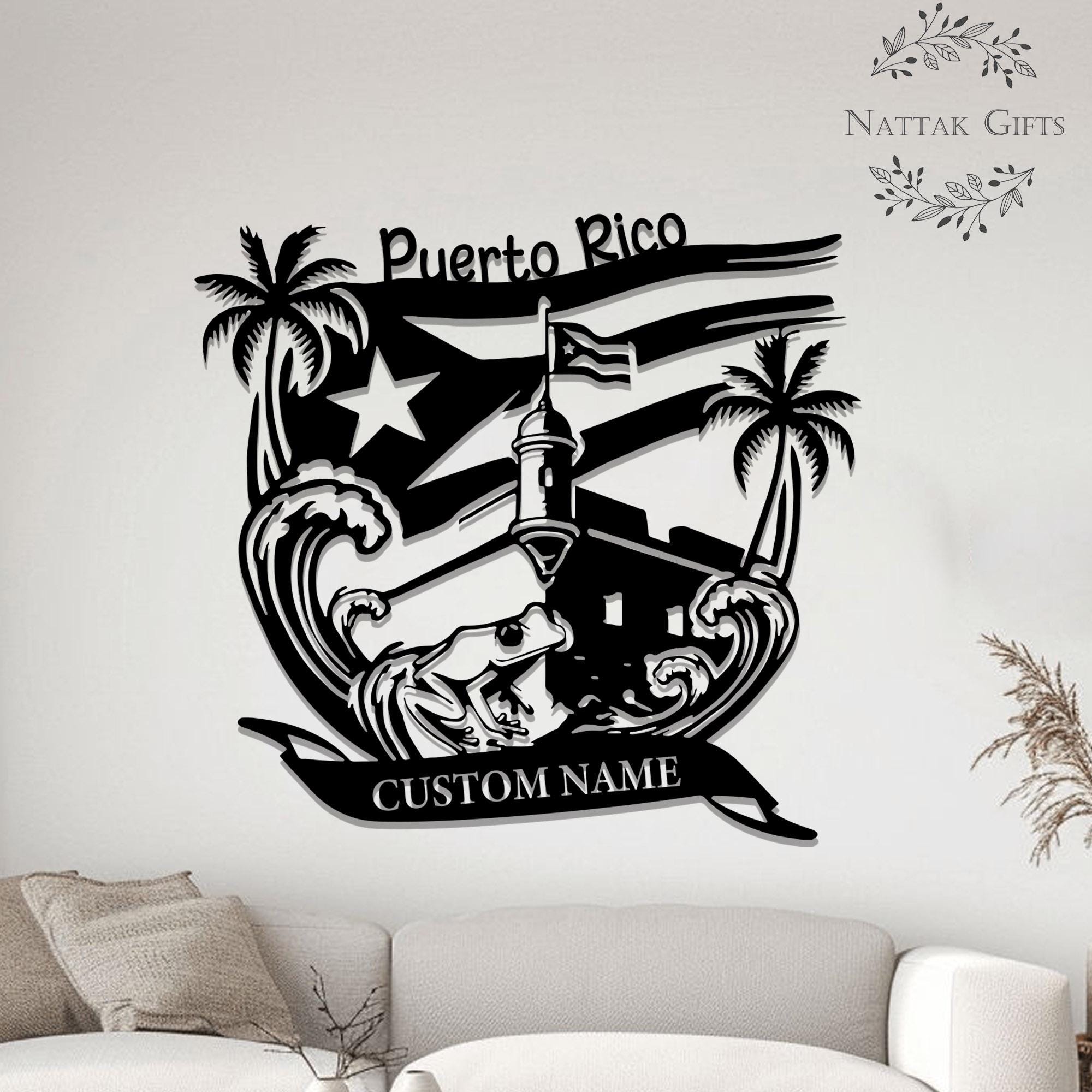 Custom Puerto Rico Flag Metal Wall Art , Puerto Rico Lover Name Sign ...