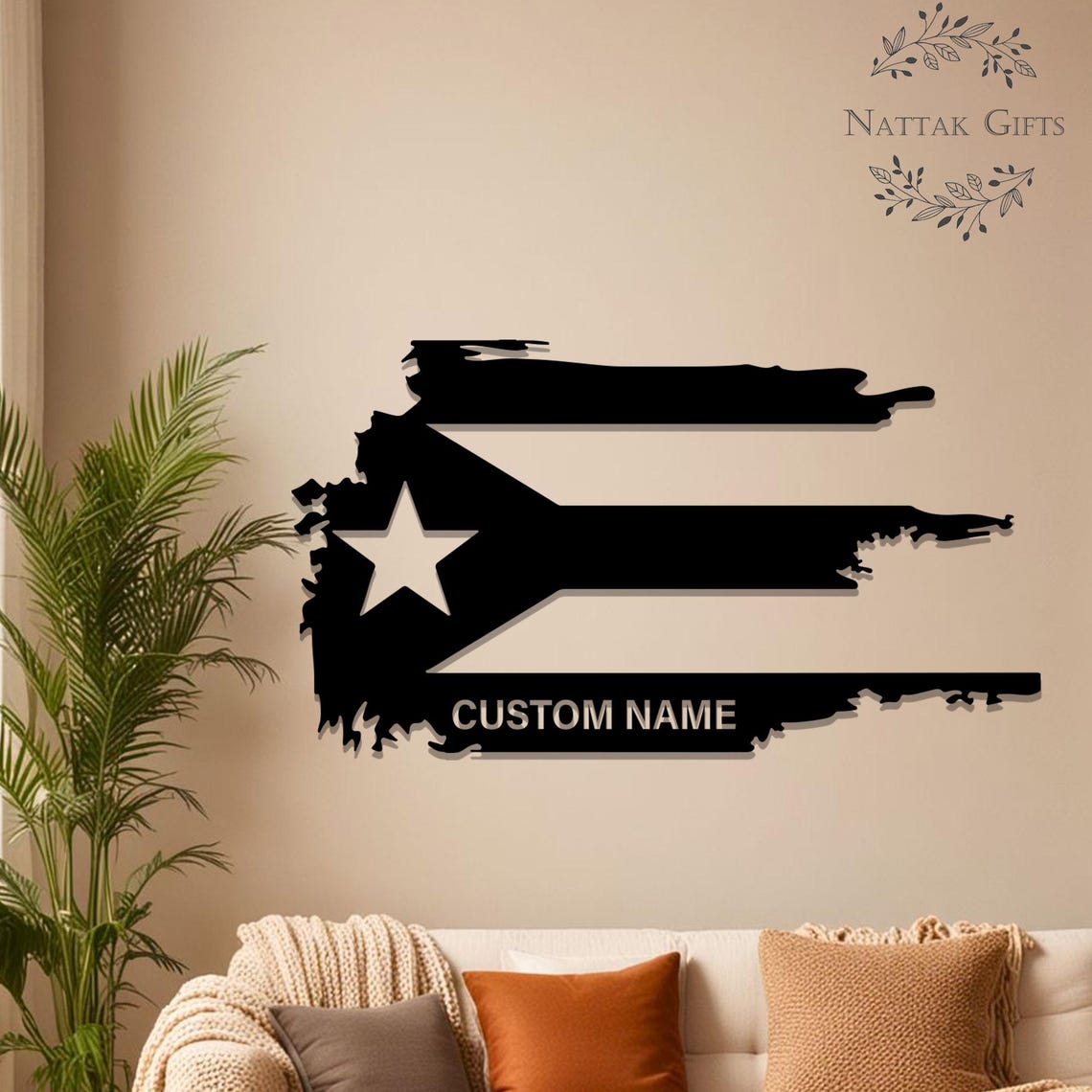 Custom Puerto Rico Flag Metal Wall Art , Puerto Rico Lover Name Sign ...