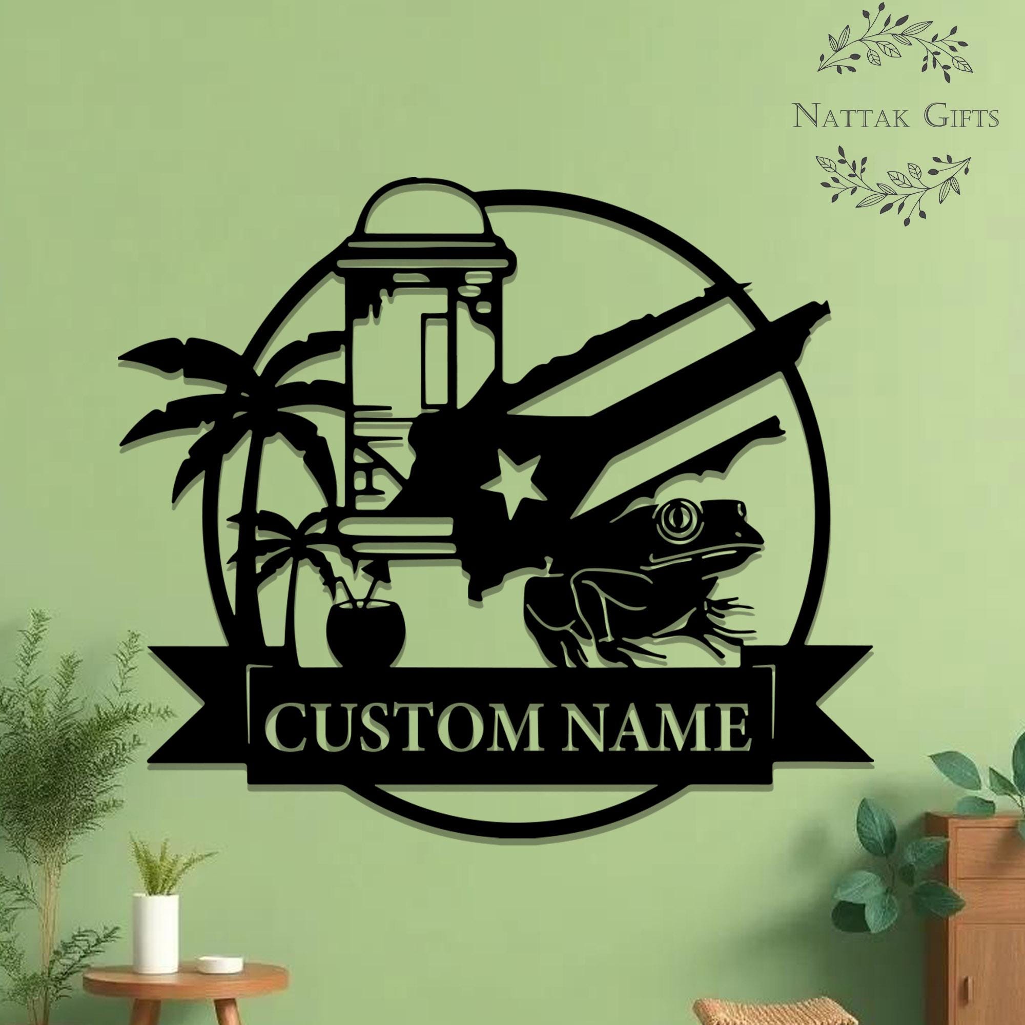 Custom Puerto Rico Flag Metal Wall Art , Puerto Rico Lover Name Sign ...