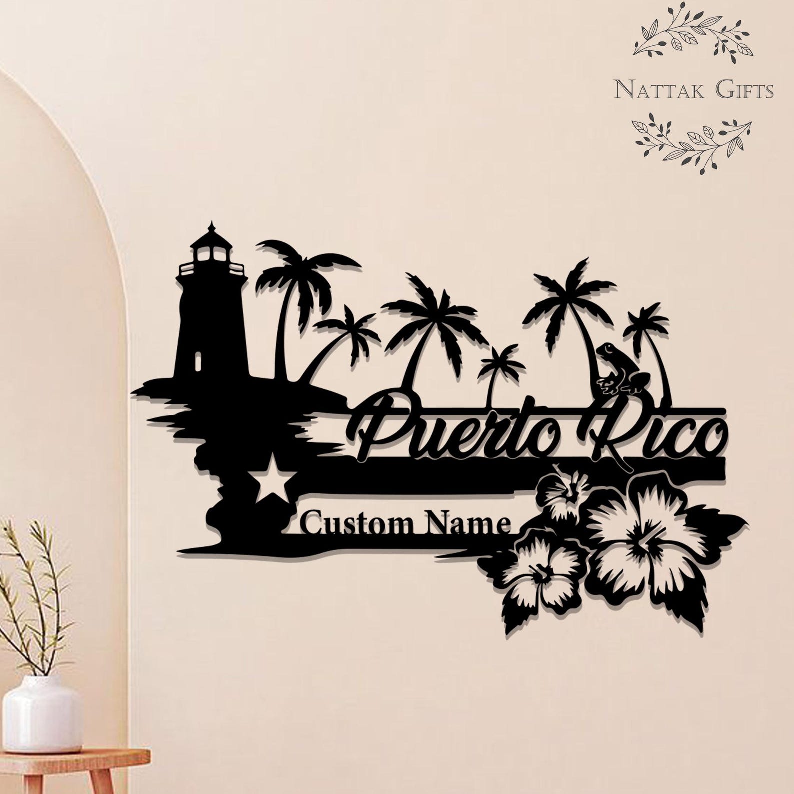 Custom Puerto Rico Flag Metal Wall Art , Puerto Rico Lover Name Sign ...