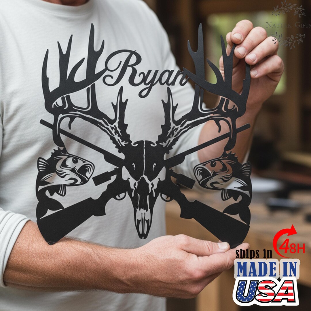 Custom Metal Hunting Fishing Sign,metal Name Deer Sign, Rustic Hunting ...