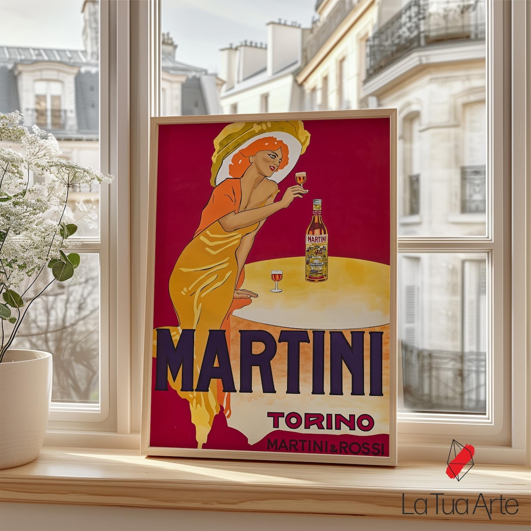 Martini Rossi Poster, Vintage Italian Bar Art, Retro Drink ...