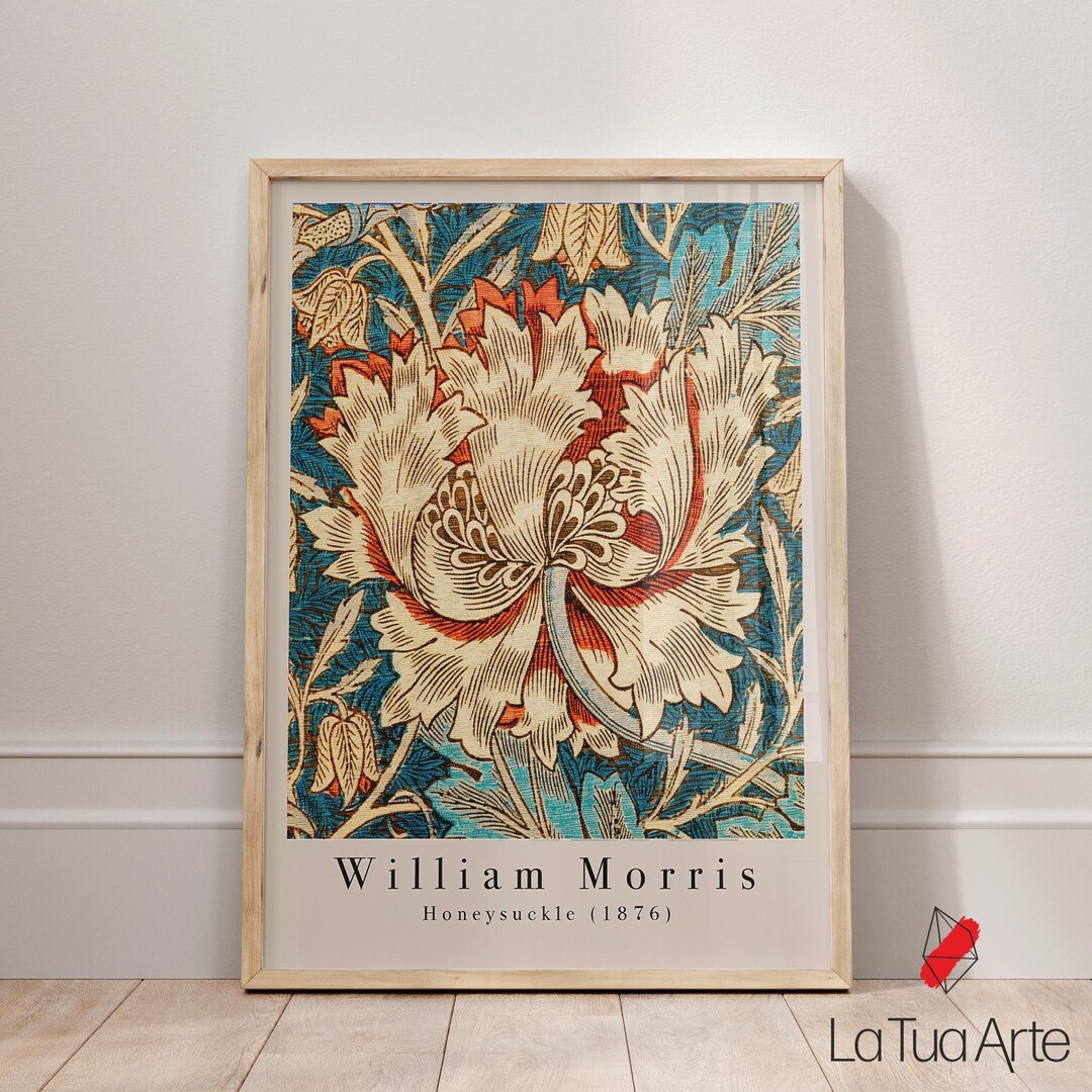William Morris Honeysuckle Floral Canvas Print: Vintage Botanical Wall ...