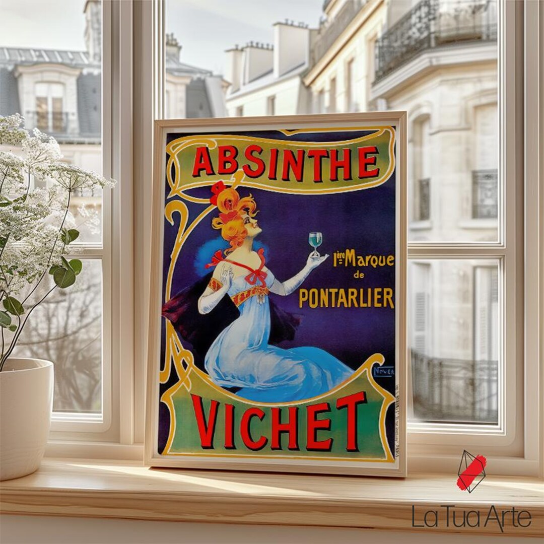 Absinthe Vichet Poster: Vintage French Liquor Art Nouveau Print - Etsy