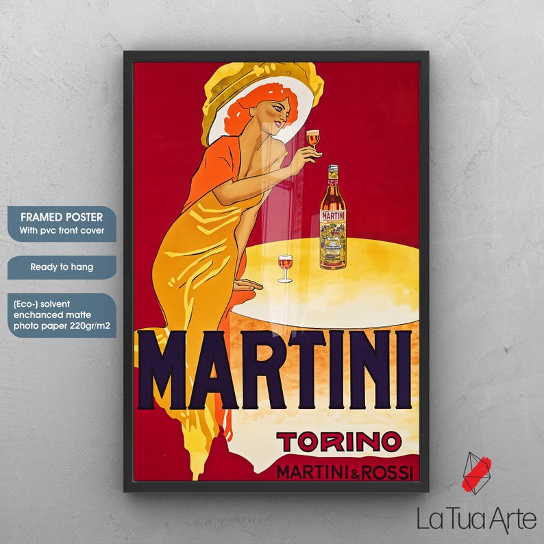 Martini Rossi Poster, Vintage Italian Bar Art, Retro Drink ...