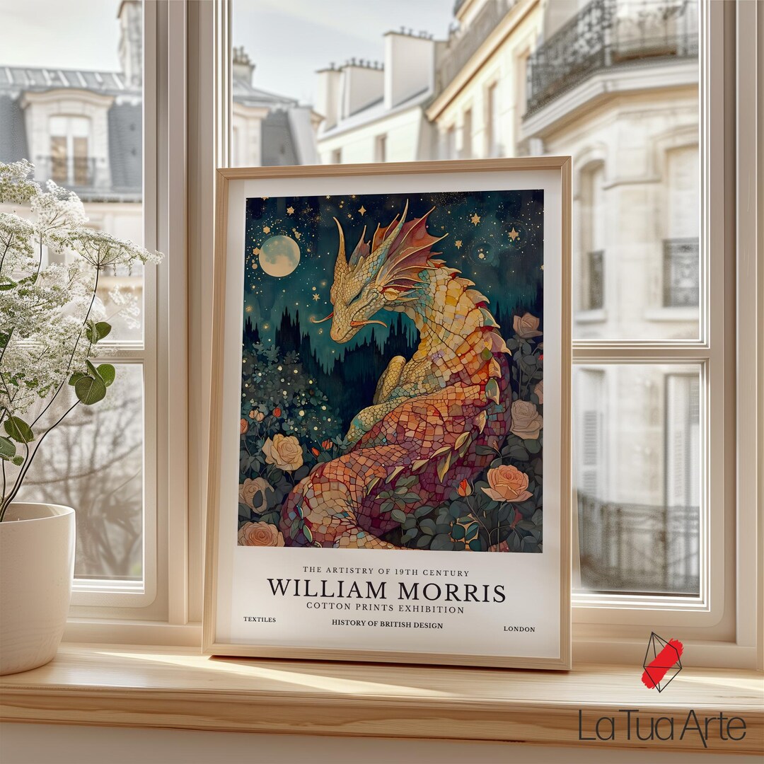 William Morris Mosaic Dragon Print, Art Nouveau Wall Art - Etsy