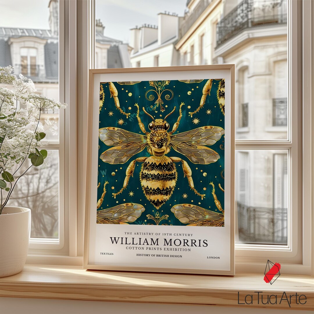 William Morris Bee Art Print, William Morris Wall Art, Floral Vintage ...