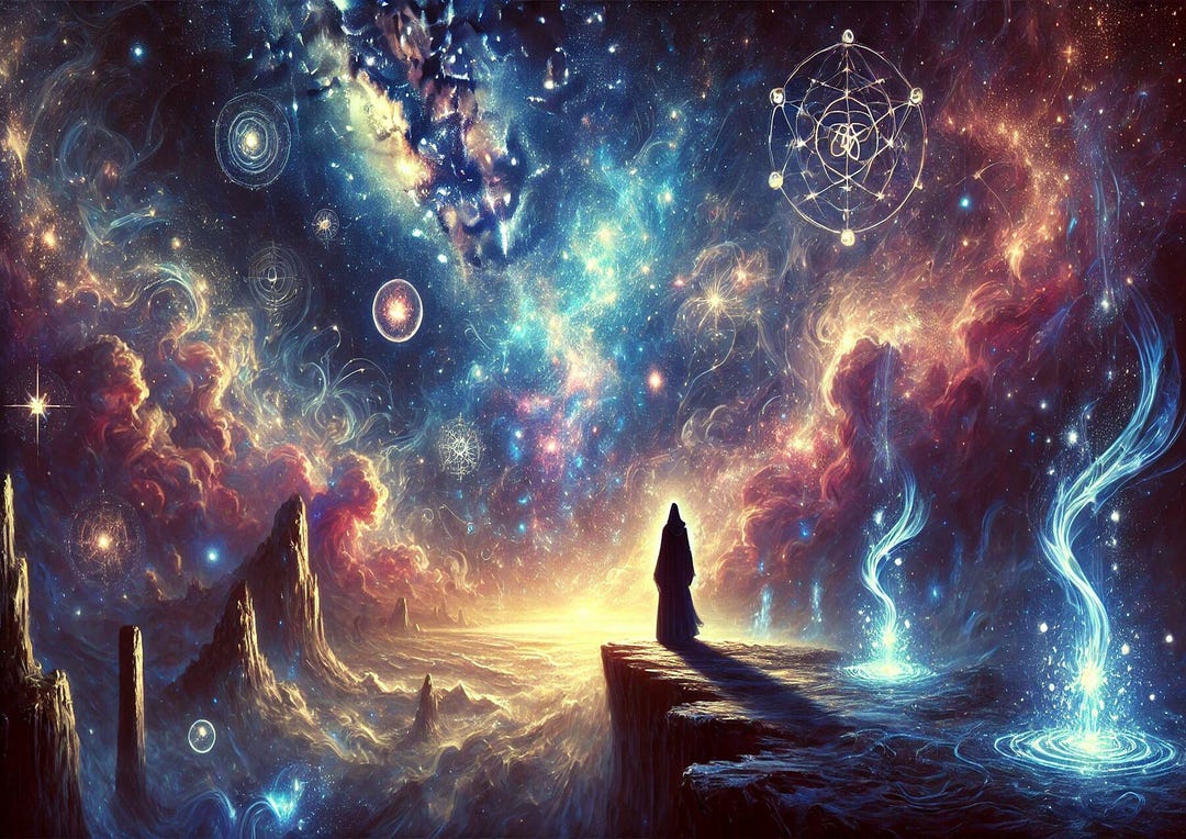 Celestial Myth | Cosmic Fantasy Glow Art Print | A3 Mystical Universe ...