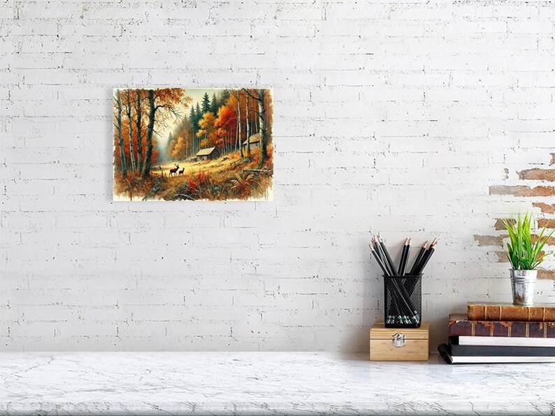 Autumn Forest Cabin – Fall Landscape Art Print | A3 Watercolour ...