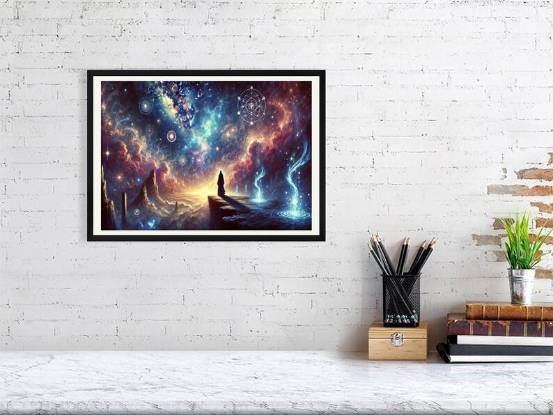 Celestial Myth | Cosmic Fantasy Glow Art Print | A3 Mystical Universe ...