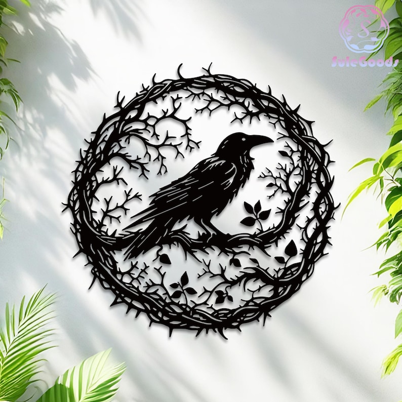 Custom Thorn Wreath & Raven Metal Sign, Indoor/outdoor/front Door ...