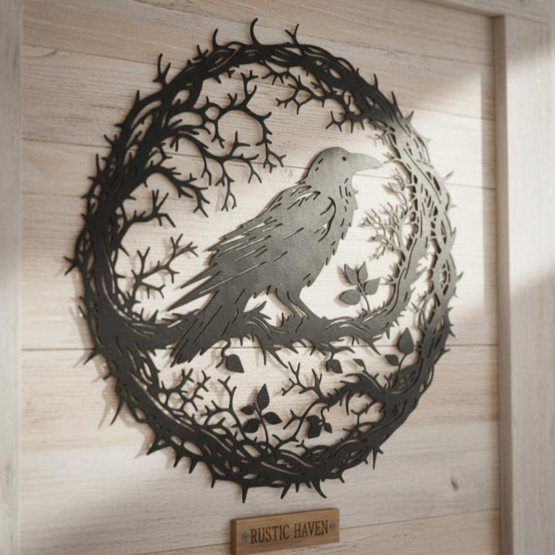 Custom Thorn Wreath & Raven Metal Sign, Indoor/outdoor/front Door ...
