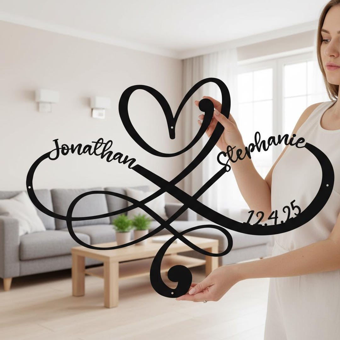 Custom Infinity Heart Metal Sign, Anniversary Gift,personalized Couple ...